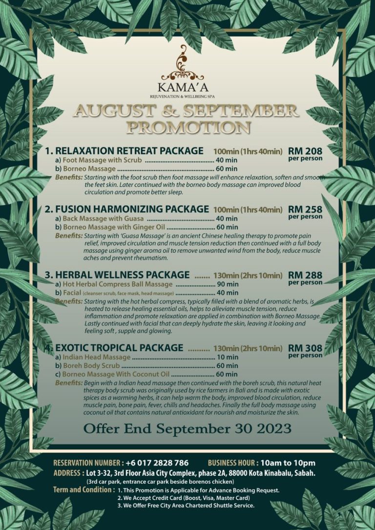 August & September 2023 Promo – Kama'a Rejuvenation & Wellbeing Spa